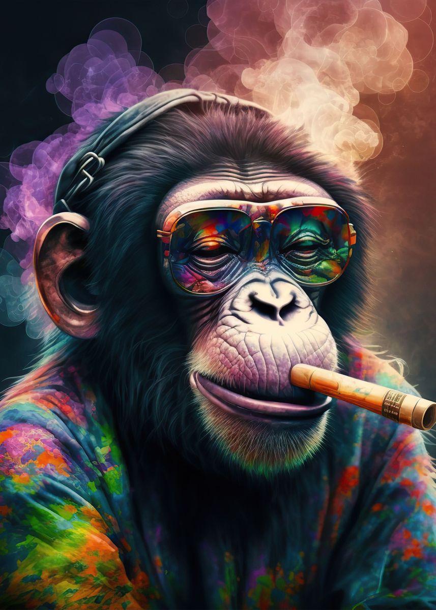 'Marijuana monkey' Poster, picture, metal print, paint by Atlas Mcguire ...