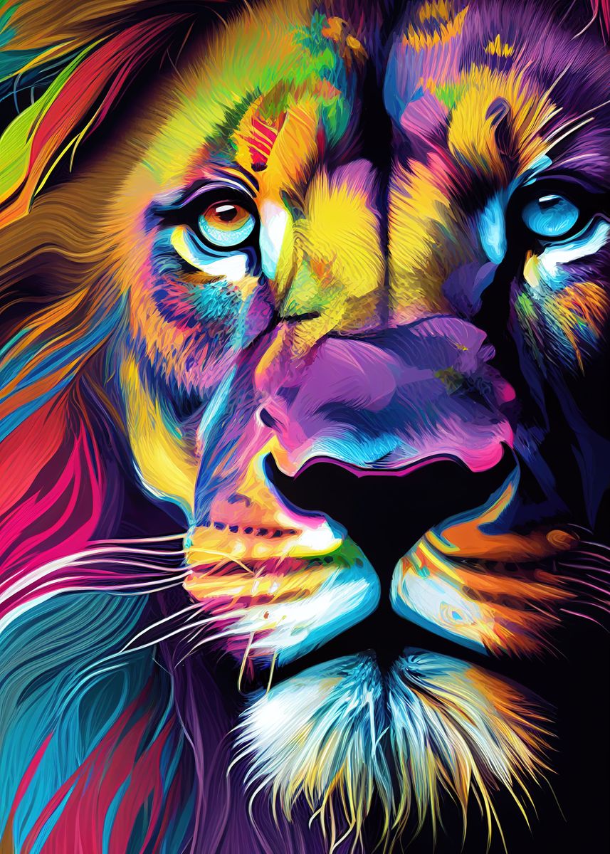 Colorful Lion Paintings