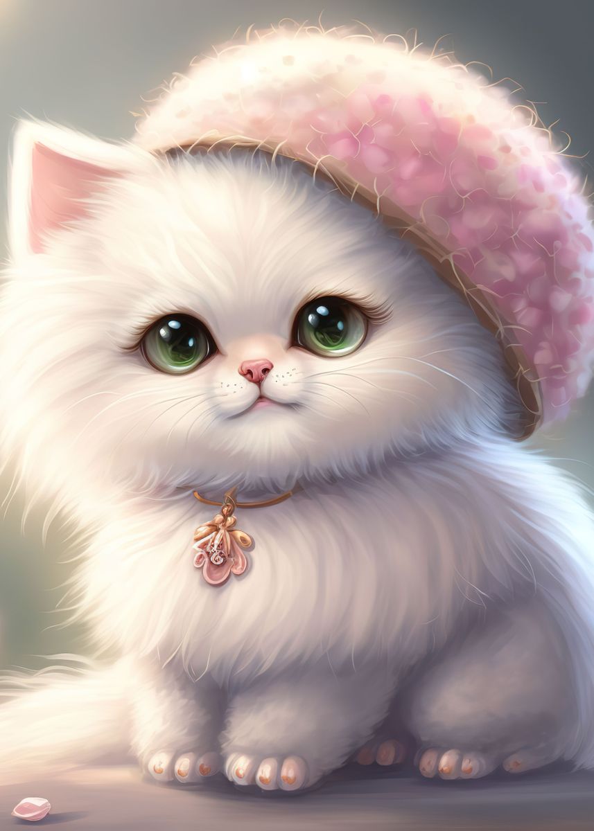 'hat cat ' Poster, picture, metal print, paint by Chester Draper | Displate