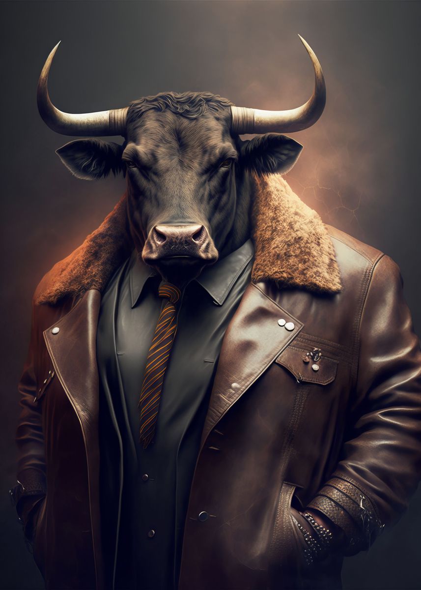 'The serious bull' Poster, picture, metal print, paint by Designersen ...