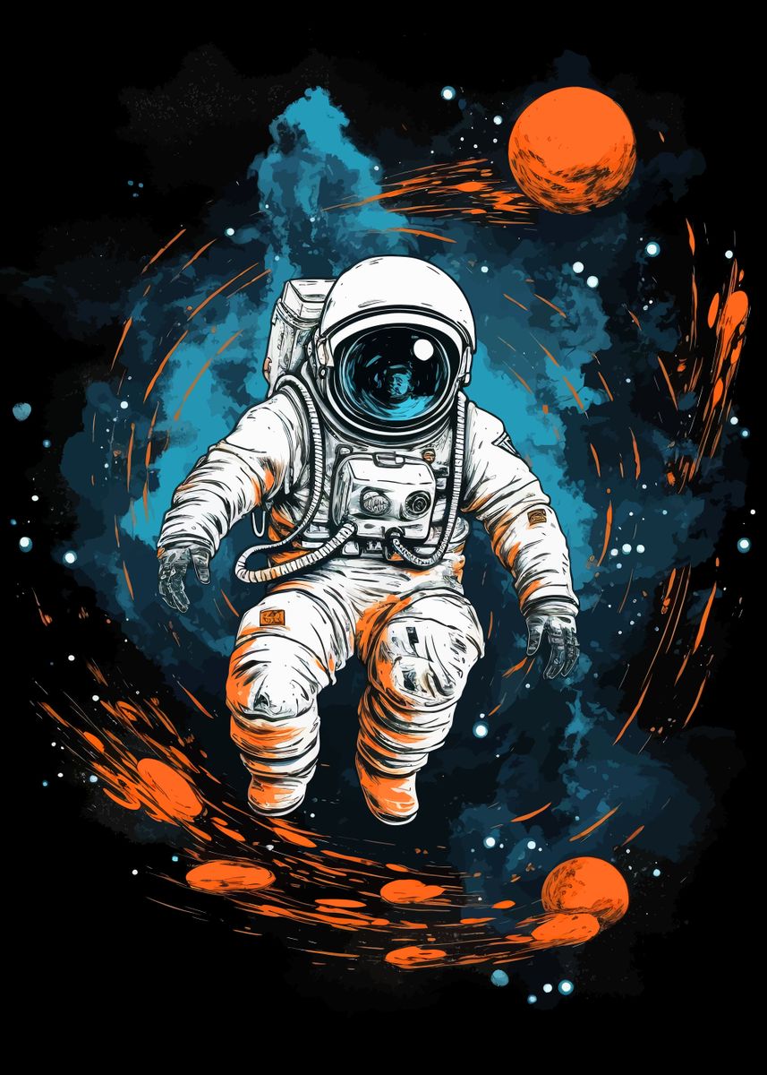 'Astronaut Colorful Galaxy ' Poster, picture, metal print, paint by ...