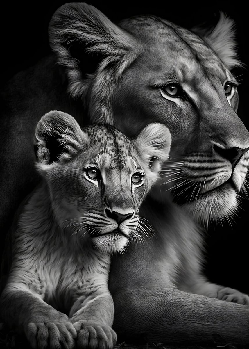 'Proud Mama Lion Baby' Poster, picture, metal print, paint by ...