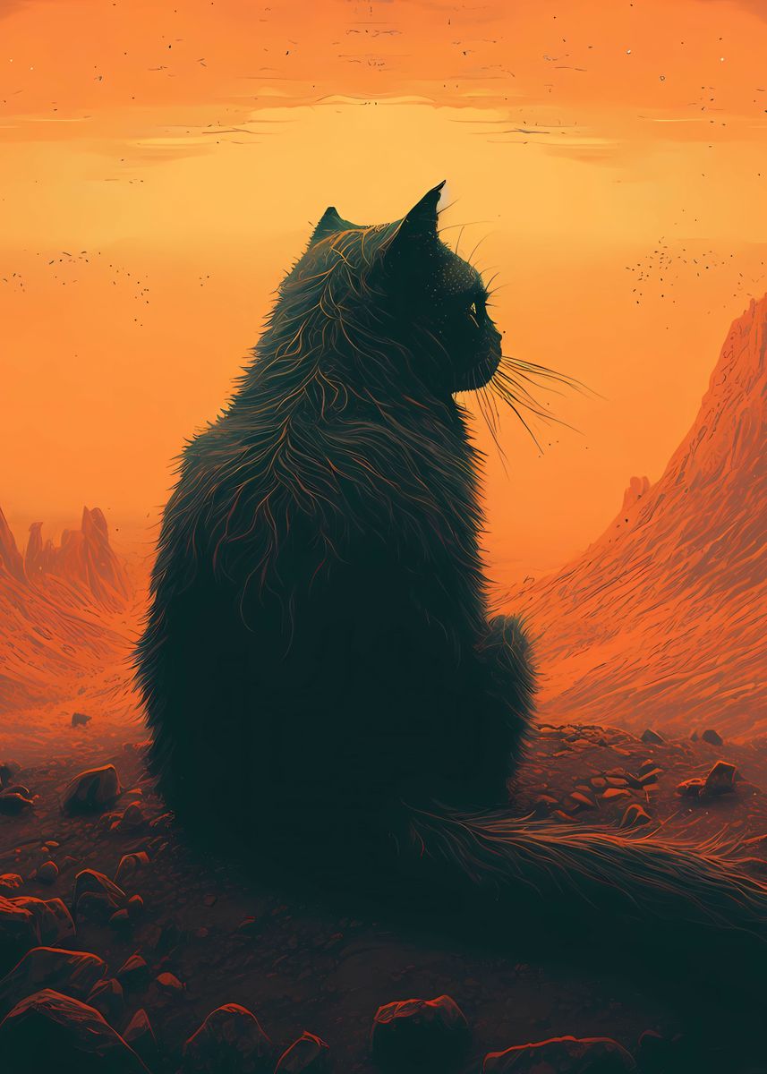 'Cat' Poster, picture, metal print, paint by Sky Creative | Displate