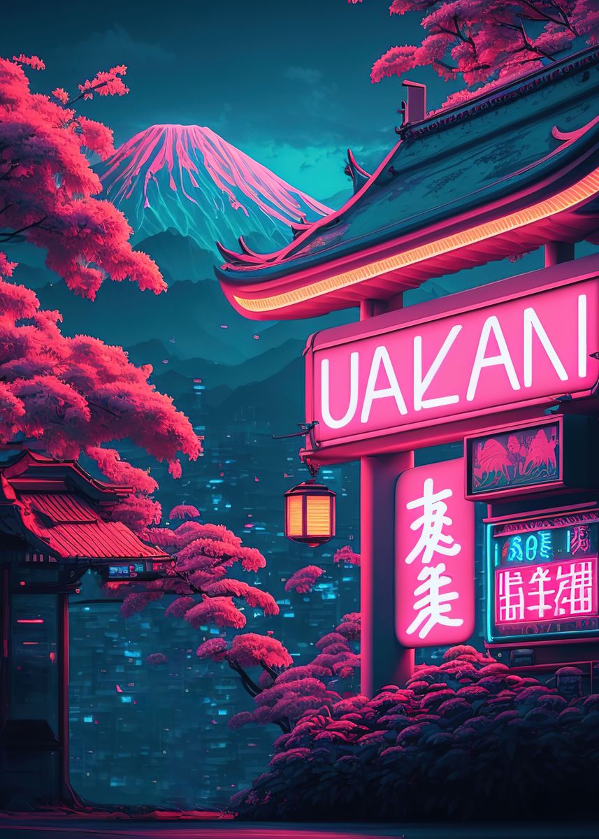 'japan landscape' Poster, picture, metal print, paint by MatiasCurrie ...