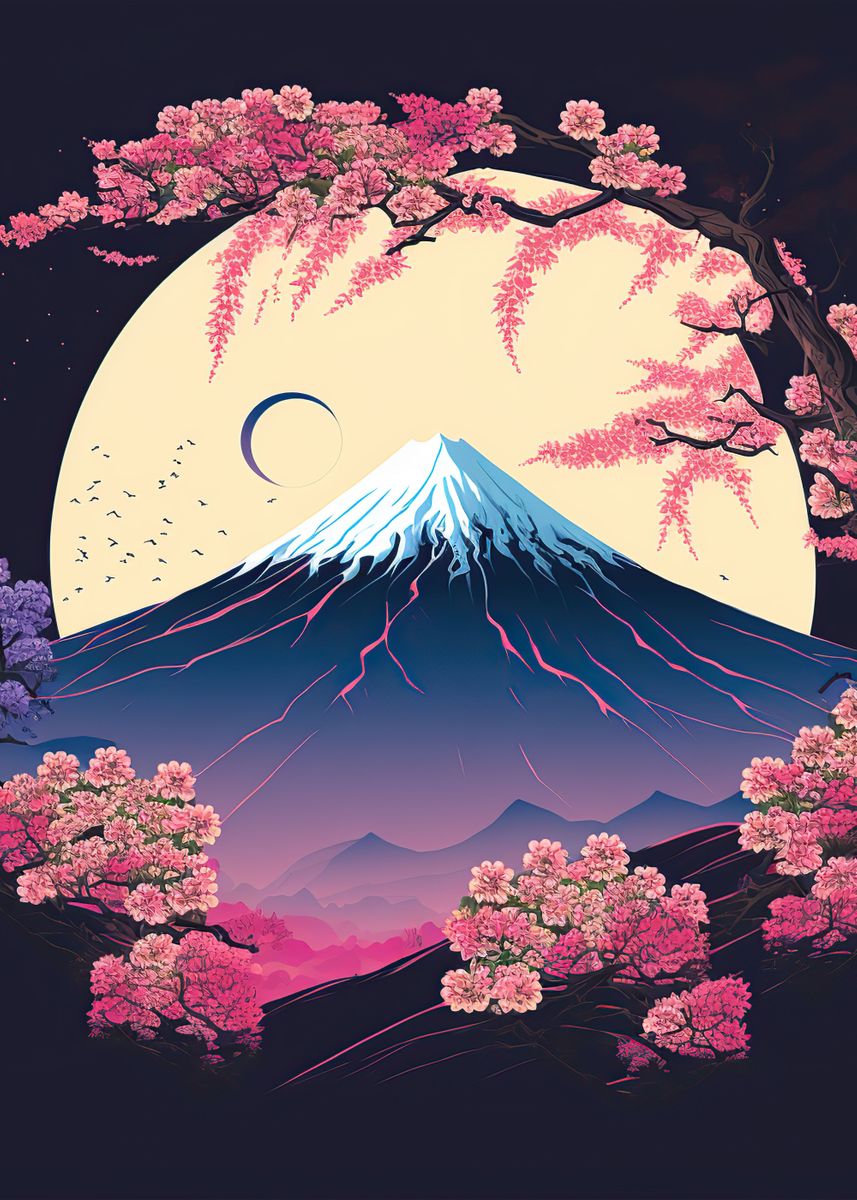 'Japanese cherry blossoms' Poster, picture, metal print, paint by ...