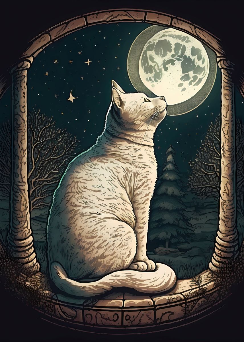 'Cat' Poster, picture, metal print, paint by Sky Creative | Displate