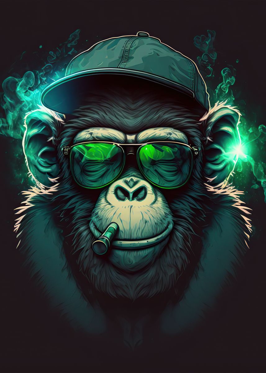 'Marijuana monkey' Poster, picture, metal print, paint by Atlas Mcguire ...