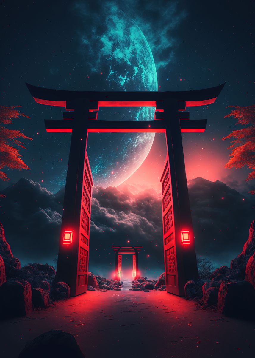 'japanese gate anime' Poster, picture, metal print, paint by Hari ...