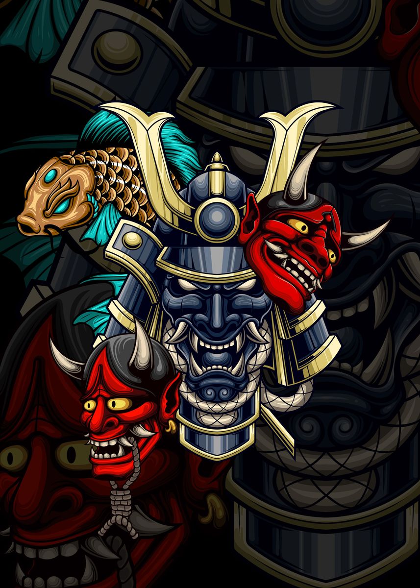 '3 Faces' Poster, picture, metal print, paint by Iqbal harris | Displate