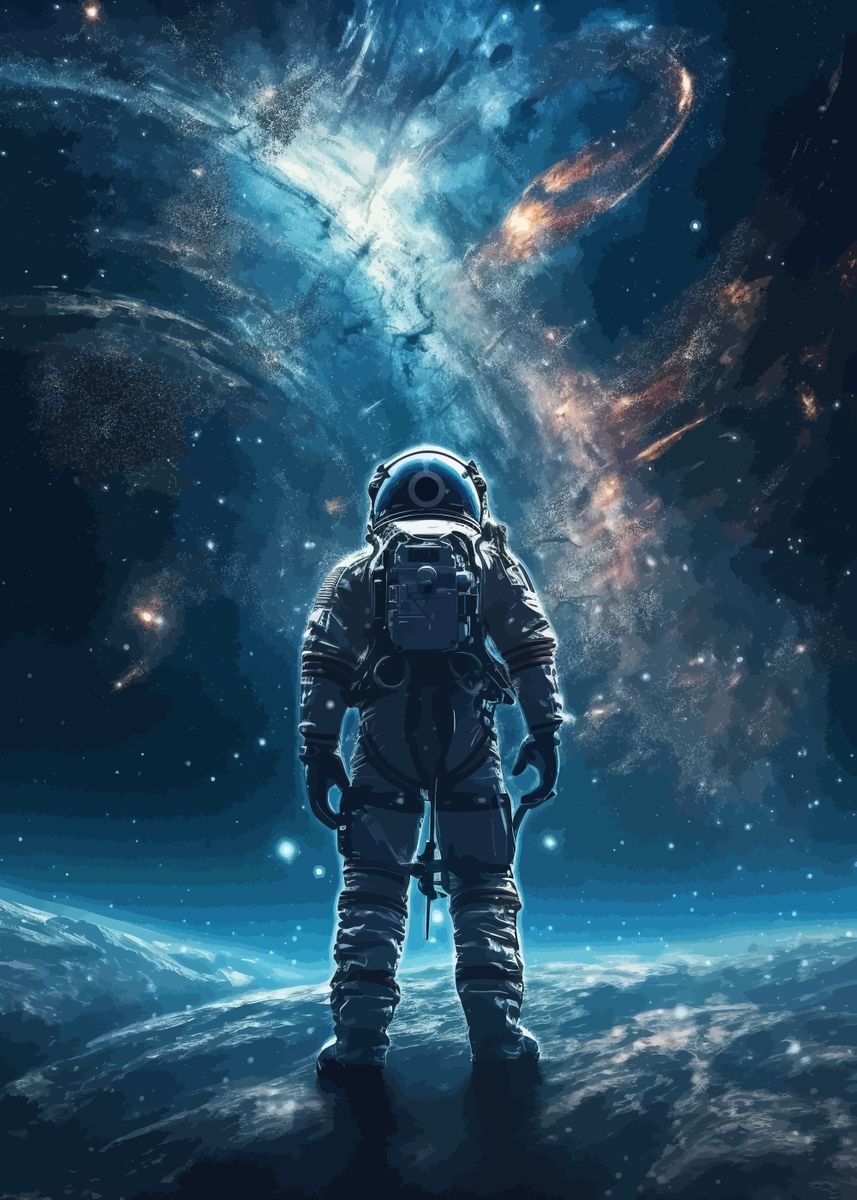'Astronaut Colorful Galaxy ' Poster, picture, metal print, paint by ...