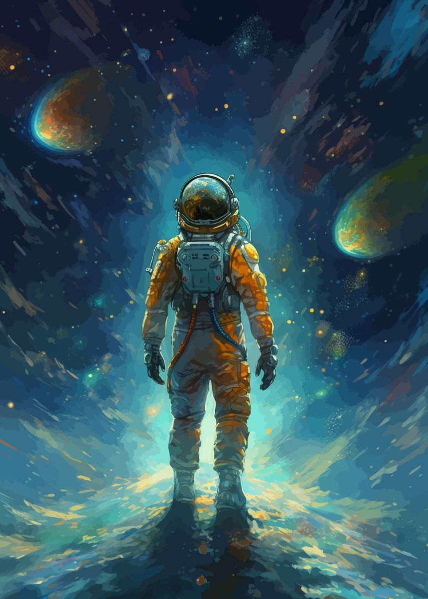 'Astronaut Colorful Galaxy ' Poster, picture, metal print, paint by ...