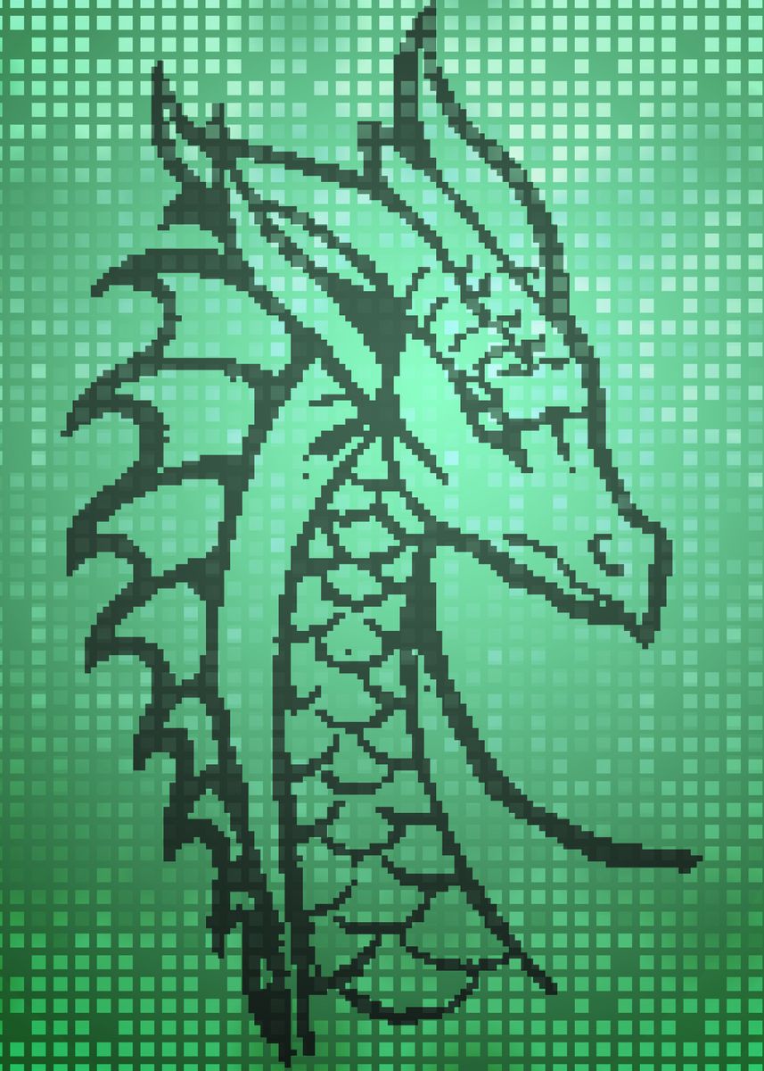 'Pixelated dragon' Poster, picture, metal print, paint by cypher the ...