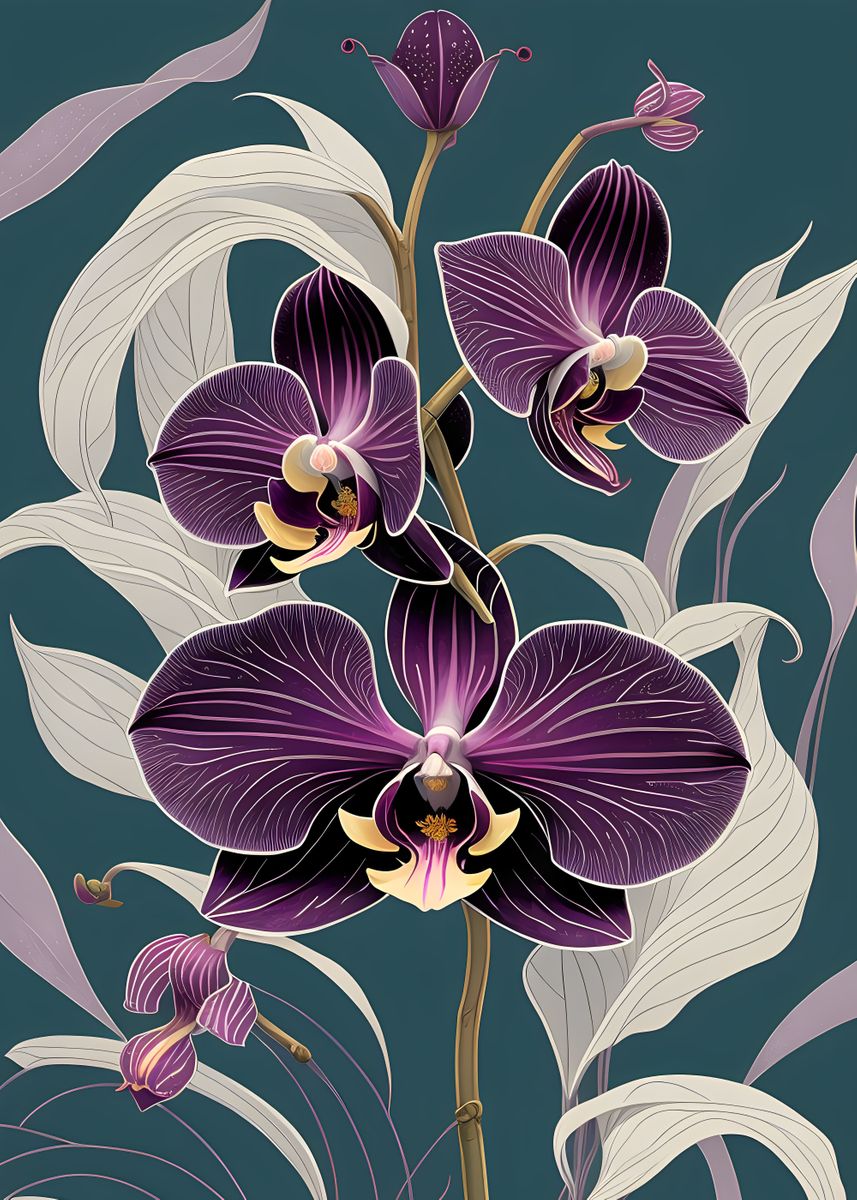 'Purple Orchid Flower' Poster by Nocturnal Arts | Displate