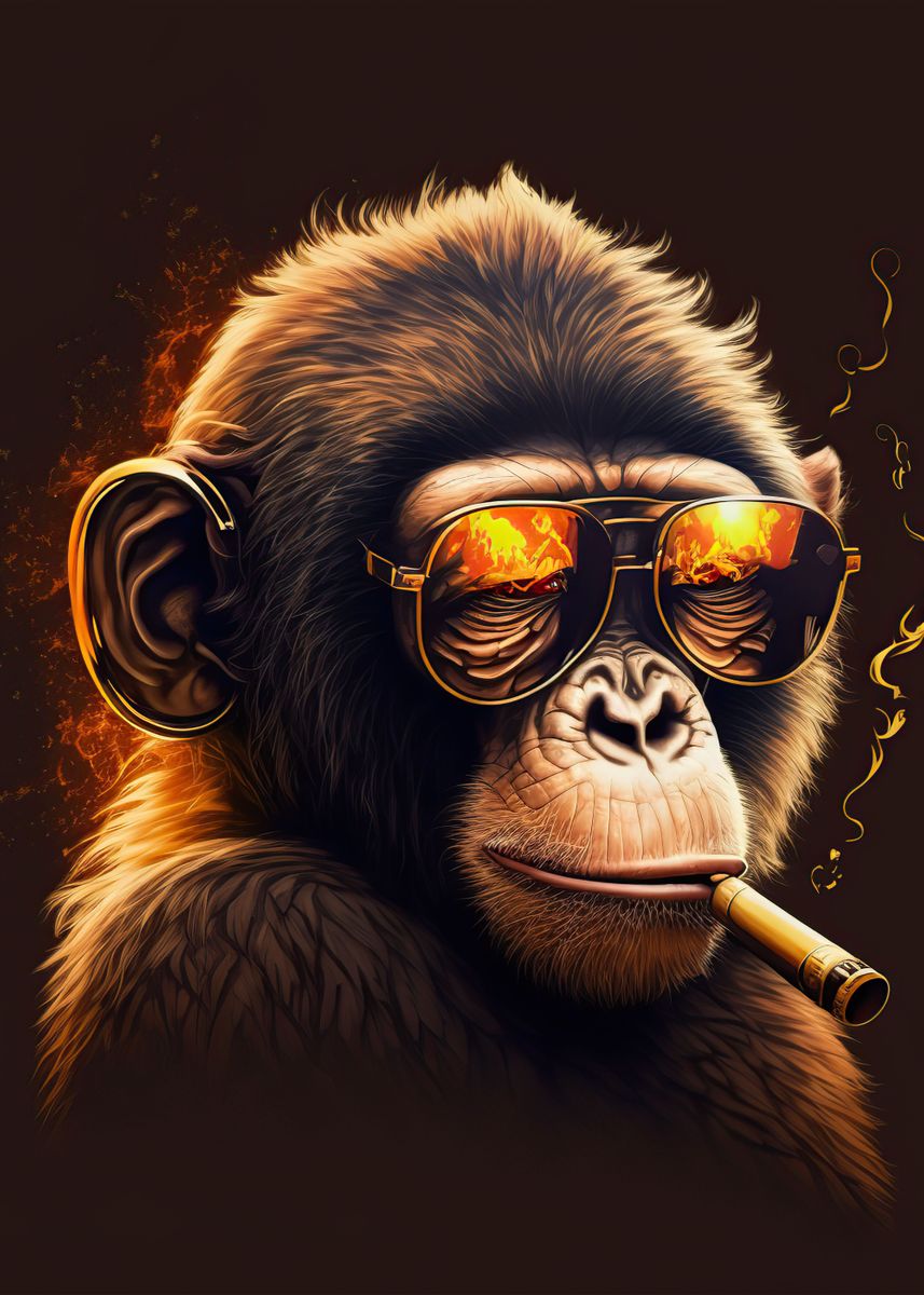 'Marijuana monkey' Poster, picture, metal print, paint by Atlas Mcguire ...