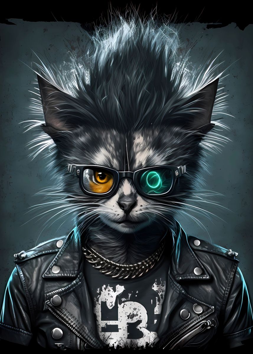 'Cat' Poster, picture, metal print, paint by Sky Creative | Displate