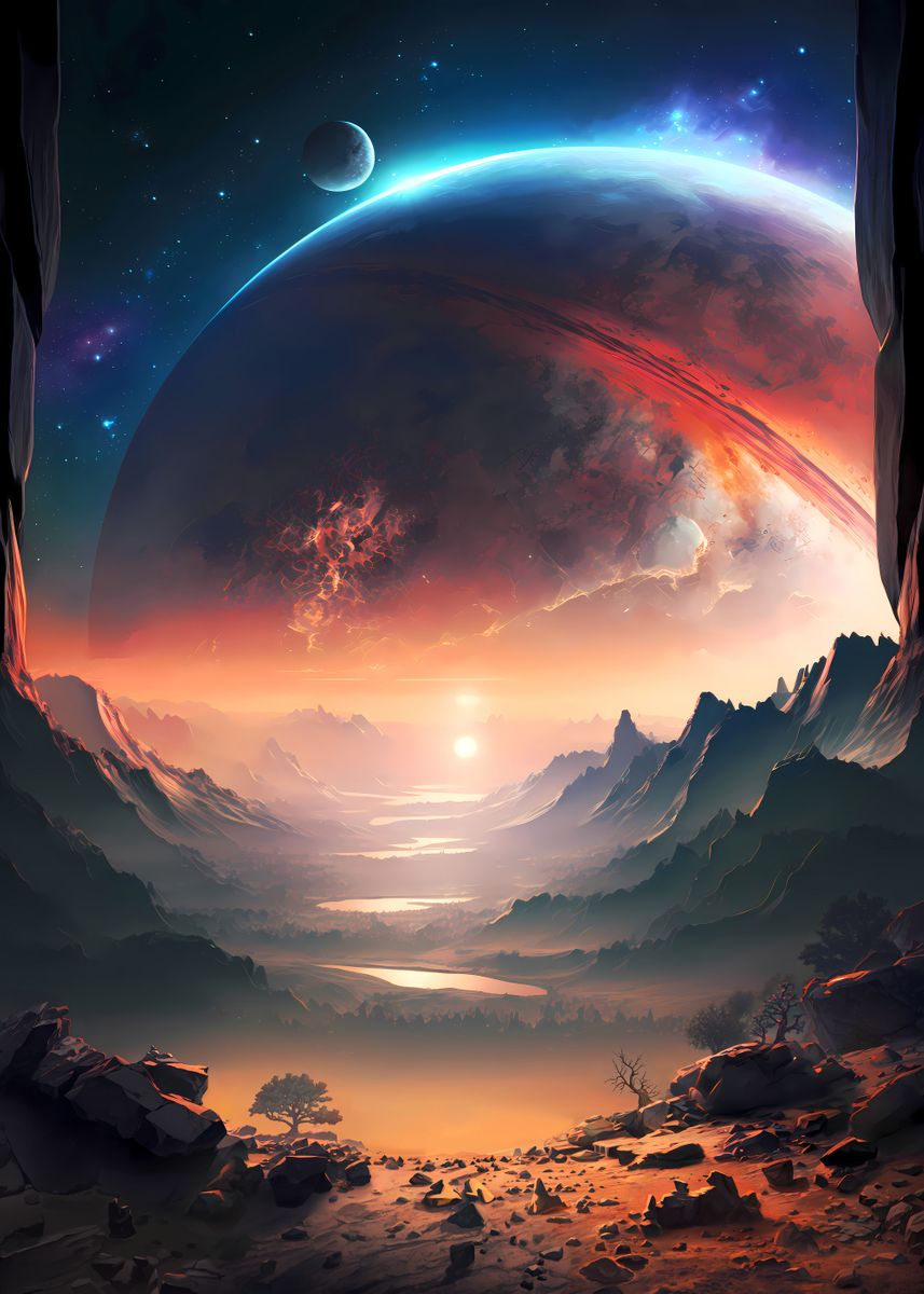 'Rocky Twilight Planet' Poster, picture, metal print, paint by Luong ...