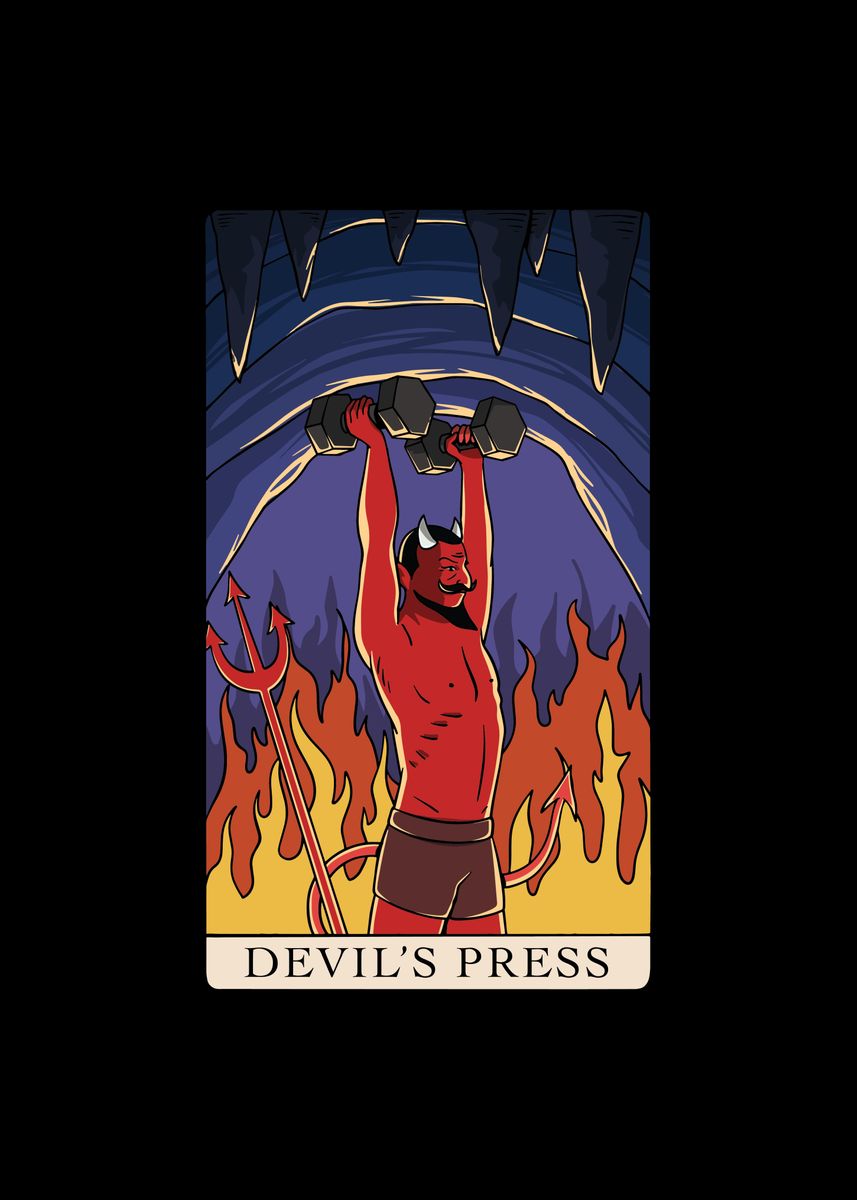 'Tarot Devils Press Fitness' Poster, picture, metal print, paint by ...