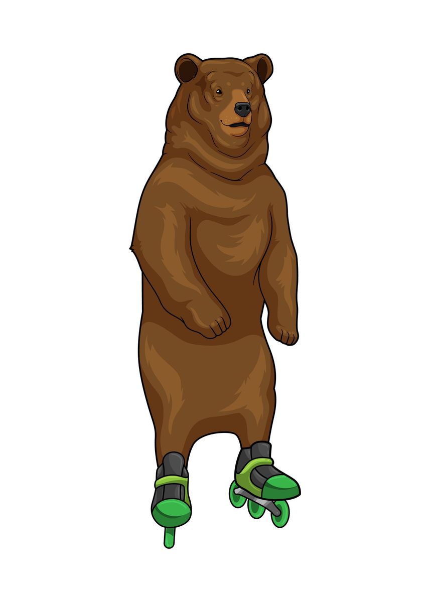 'Bear Inline skating Sports' Poster, picture, metal print, paint by ...