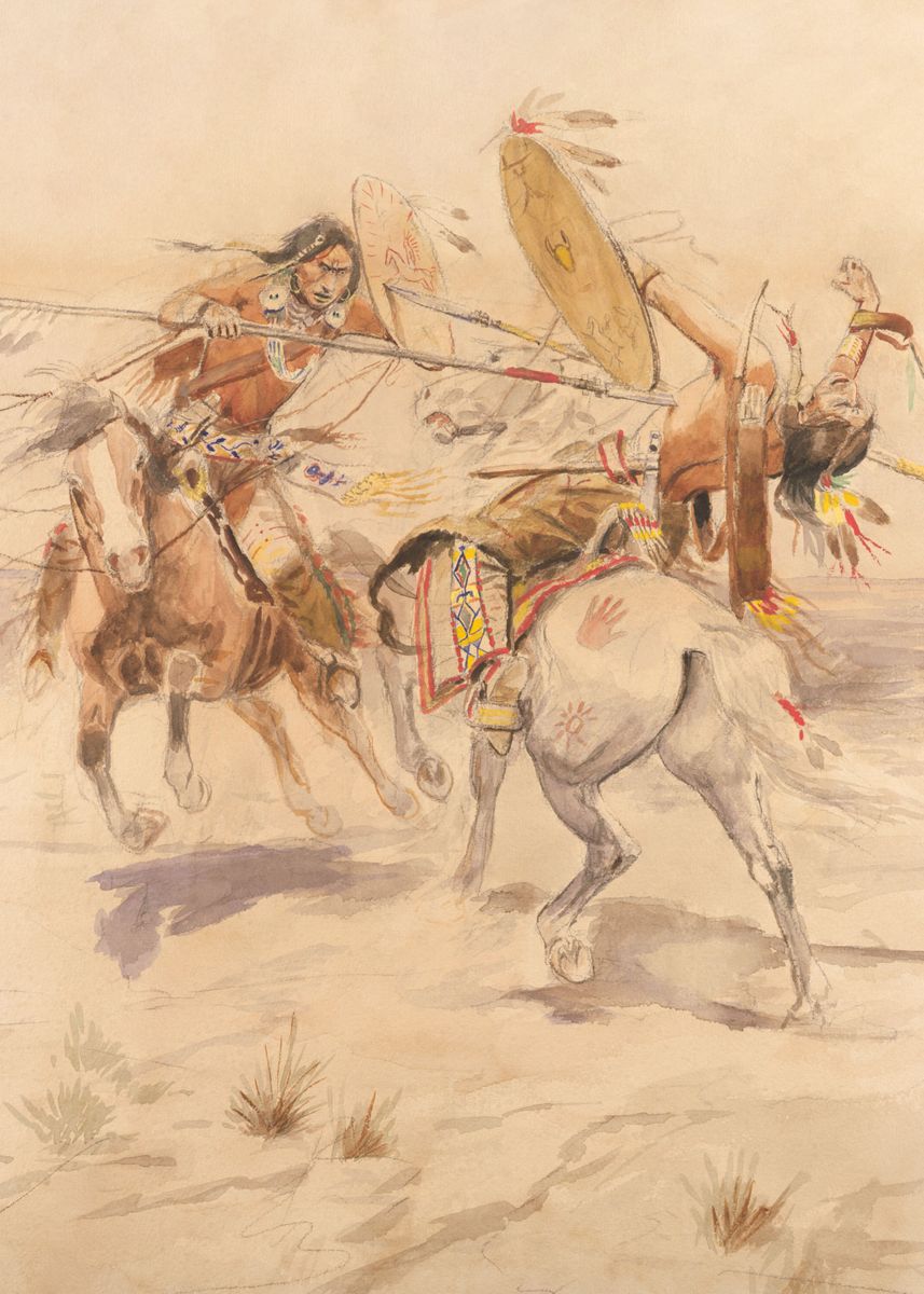 'Battle Of The Indians' Poster, picture, metal print, paint by Makanaki ...