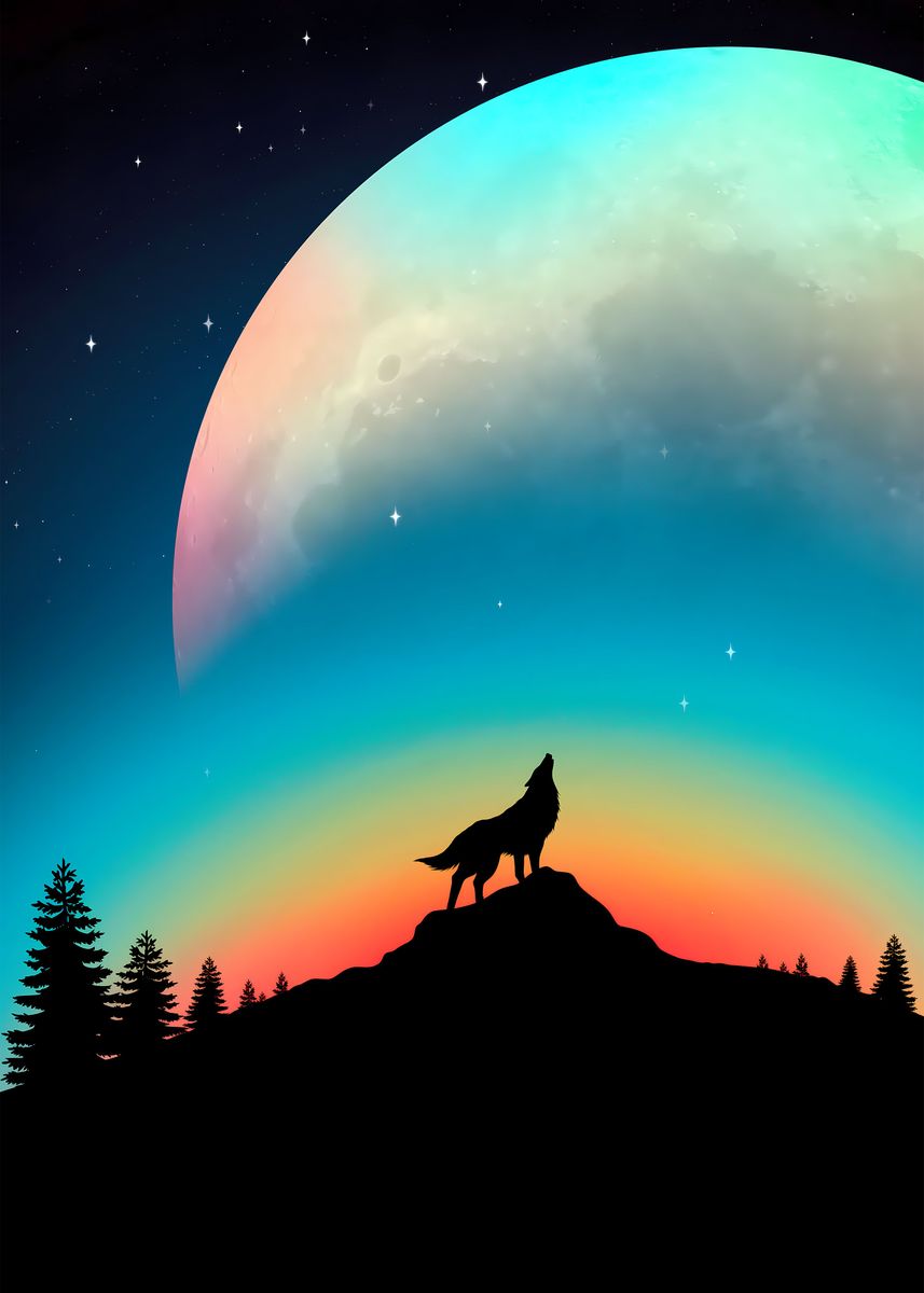 'Wolf Howling' Poster by Lunaxys Artwork | Displate