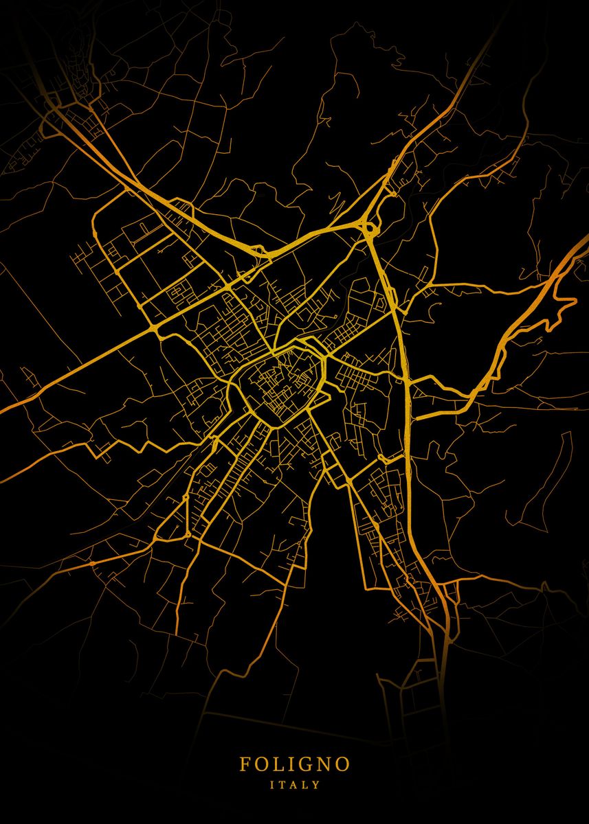 'Foligno City Map Gold' Poster by Trulaf Design | Displate