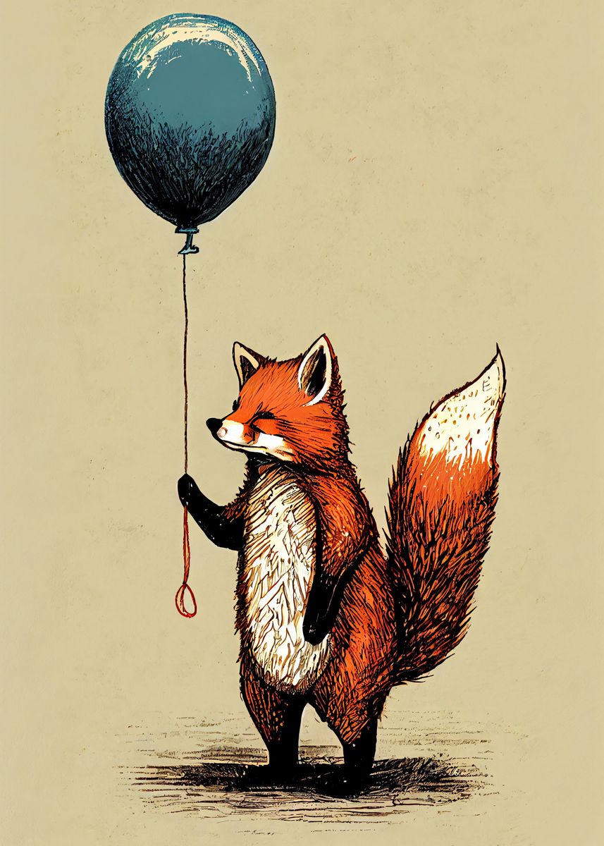 'Fox Balloon Animal' Poster by DecoyDesign | Displate