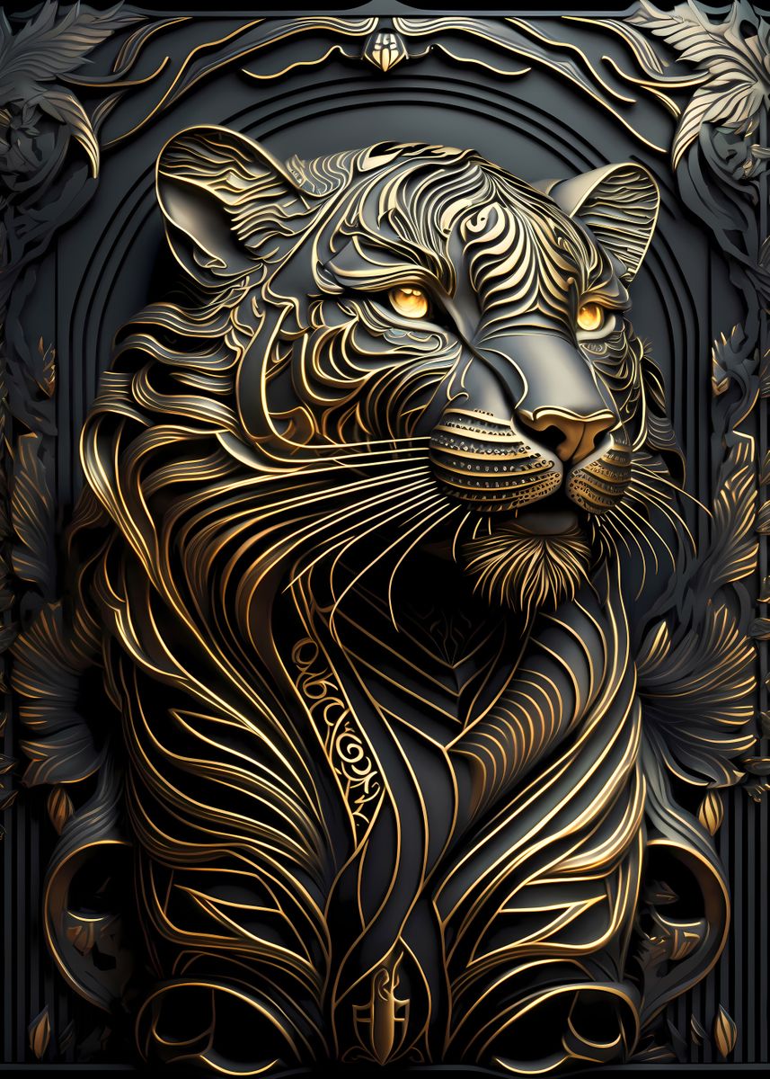 'Spirit Tiger Art Deco' Poster, picture, metal print, paint by Luong ...