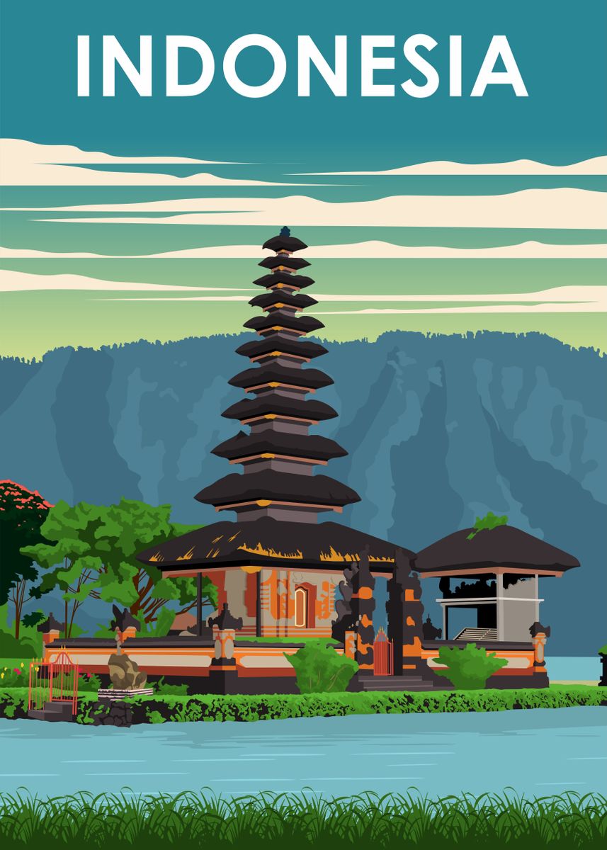 'Indonesia Travel Poster' Poster by Jorn | Displate