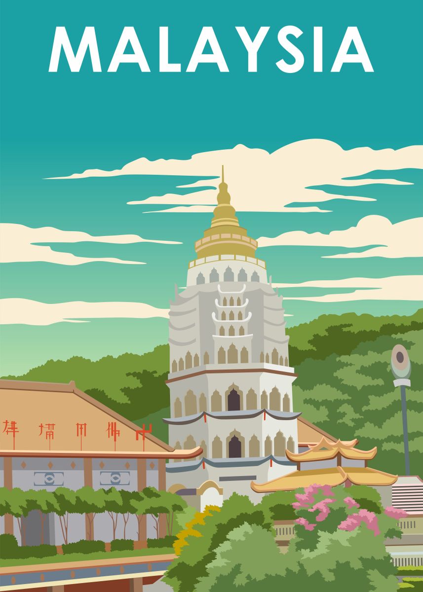 'Malaysia Travel Poster' Poster, picture, metal print, paint by Jorn ...