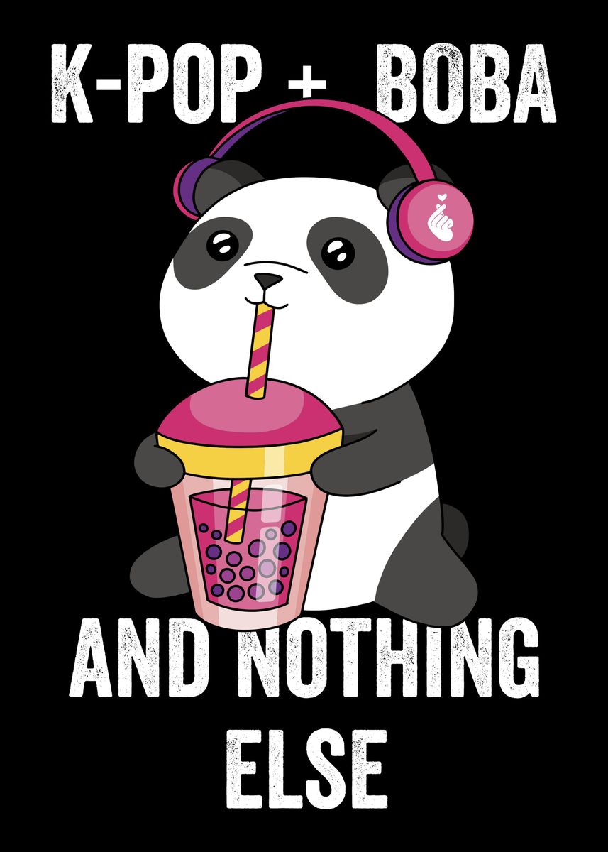 'Panda KPop Bubble Tea' Poster, picture, metal print, paint by ...