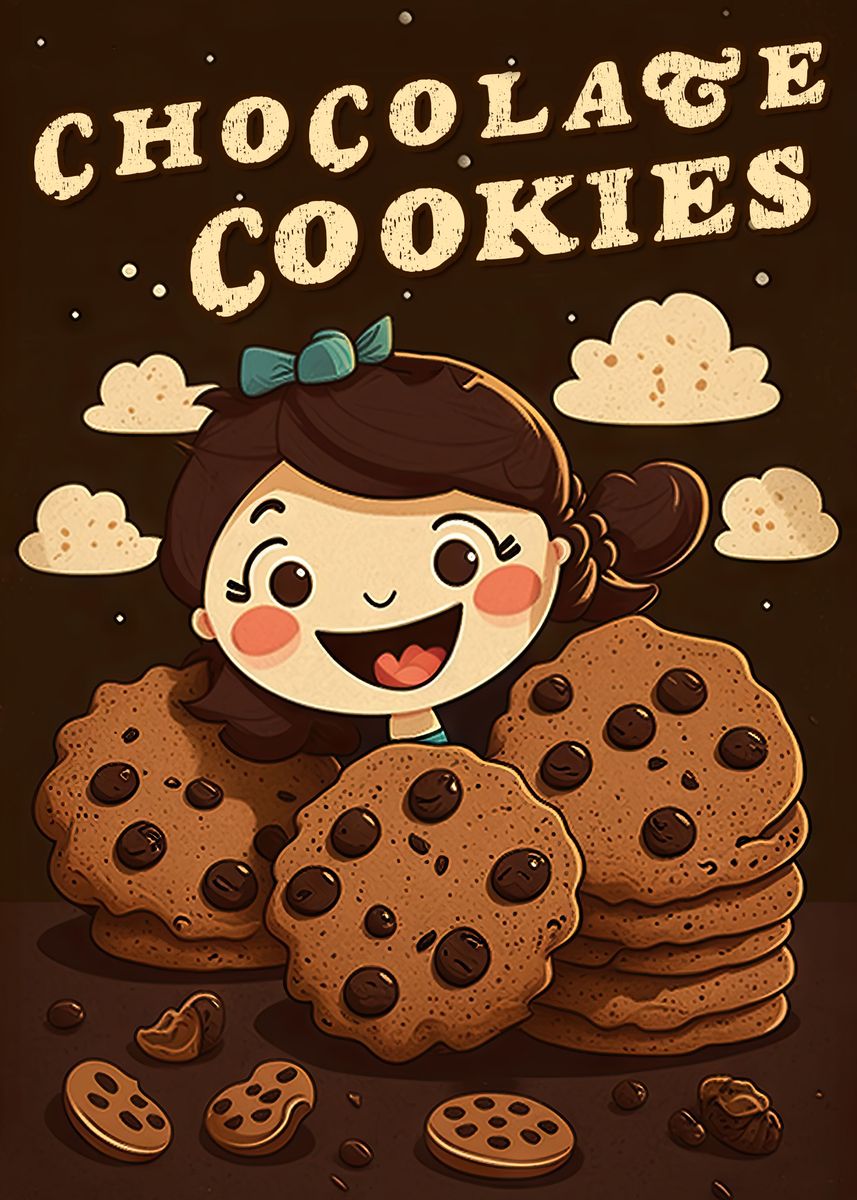 'Cartoon Choco Cookies' Poster, picture, metal print, paint by Beneveri ...