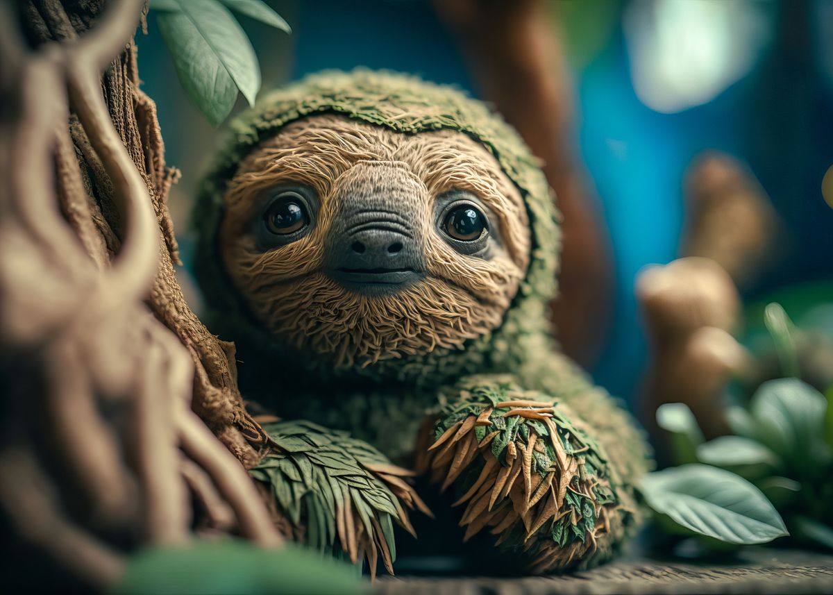 'Portrait of a sloth ' Poster by filmbildfabrik | Displate