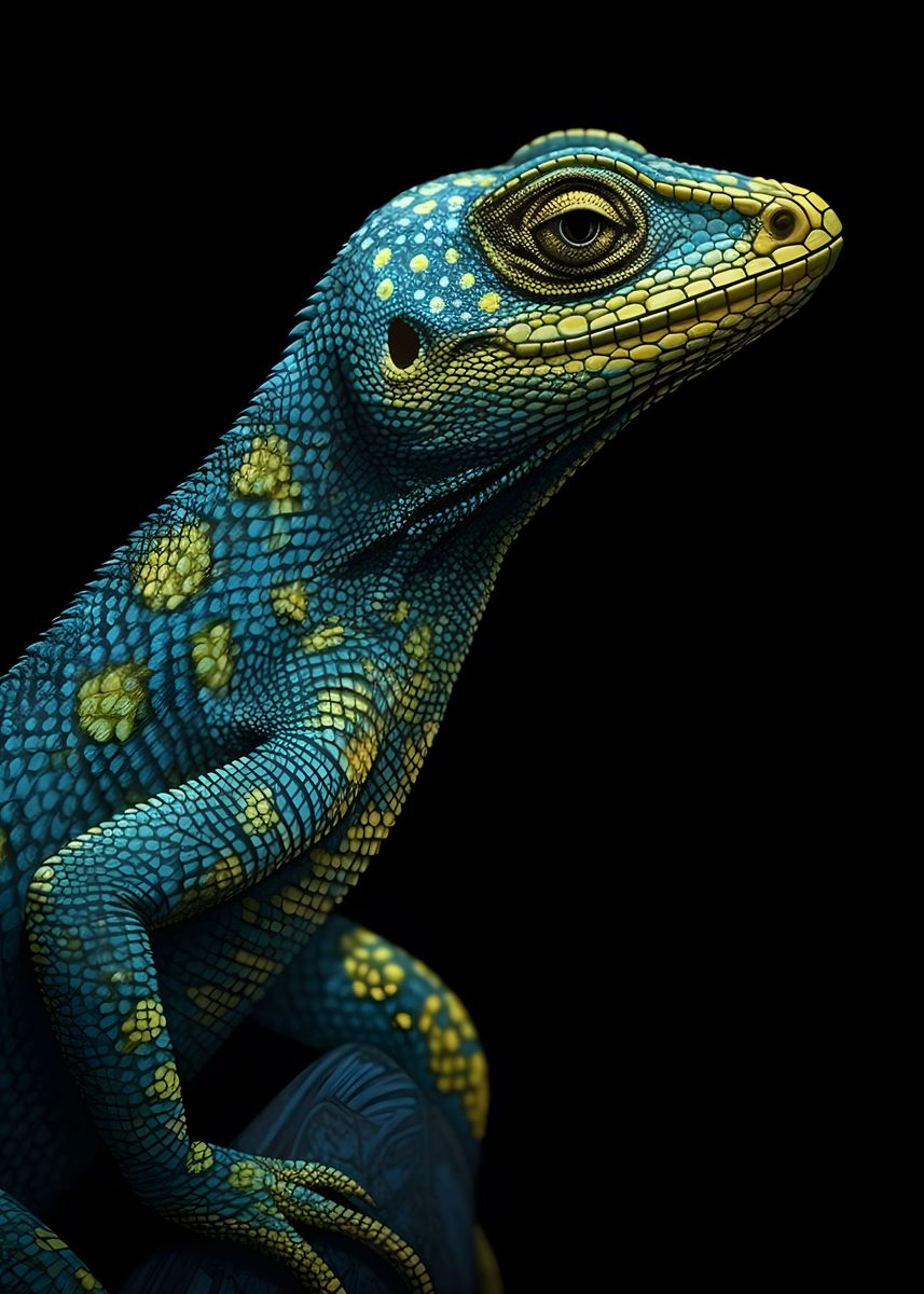 'Blue Lizard' Poster, picture, metal print, paint by David Godbehere ...
