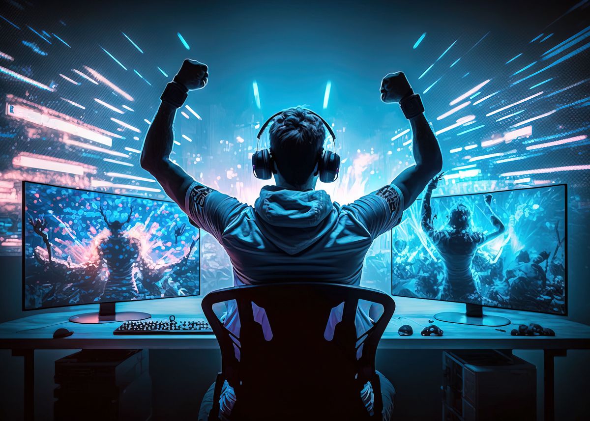 'Gaming Gamer Game Victory' Poster by Animal Poster | Displate