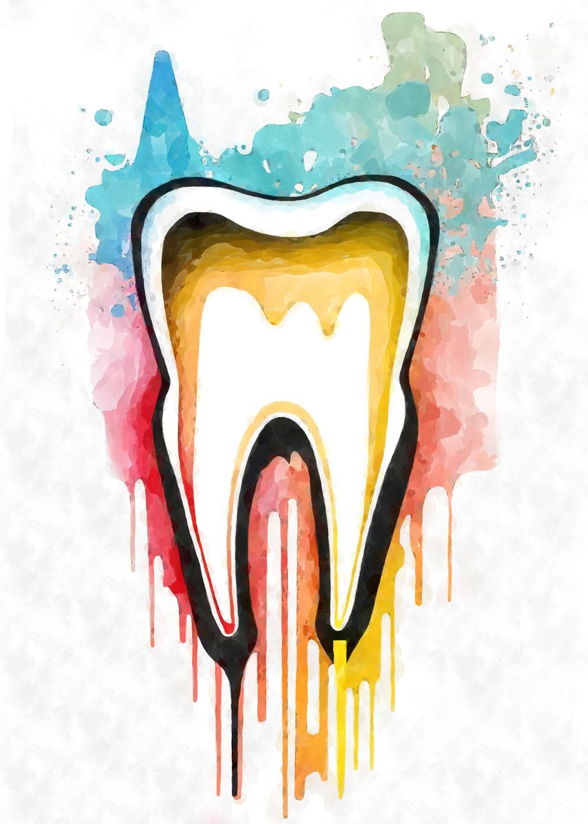 'Human Tooth Watercolor ' Poster, picture, metal print, paint by Masaki ...