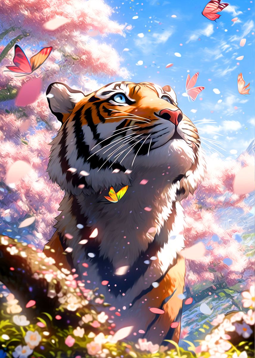 'Cute Tiger' Poster, picture, metal print, paint by Andie Liper | Displate