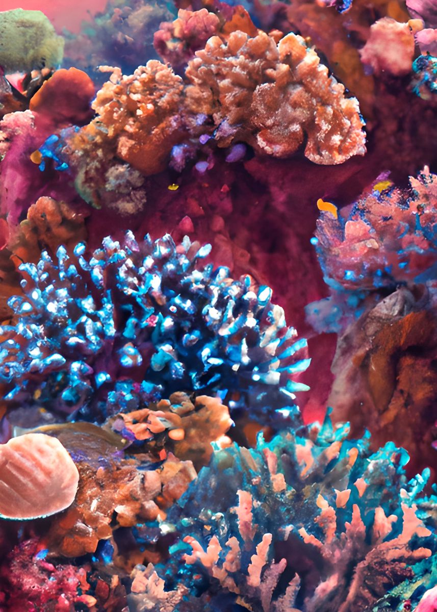'Colorful Coral Reefs' Poster, picture, metal print, paint by Upscale ...