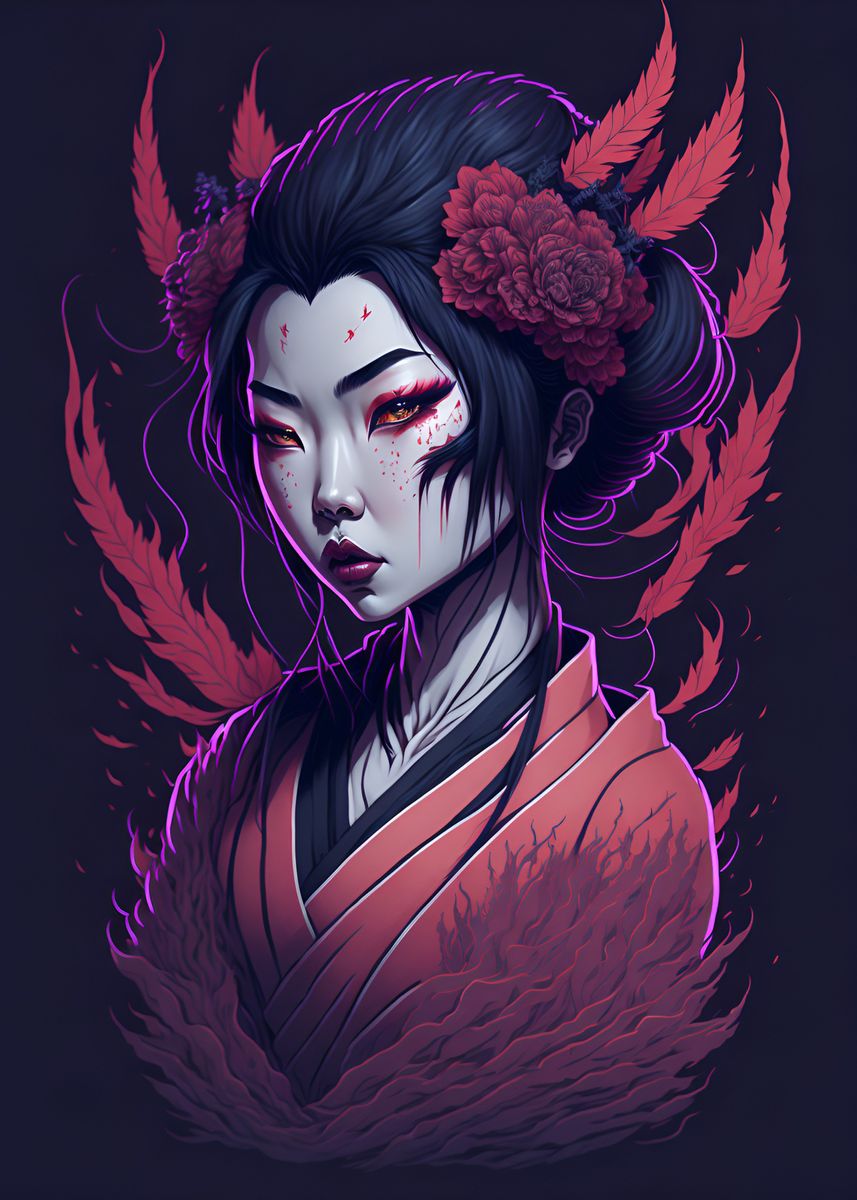 'Ethereal Geisha Grace' Poster, picture, metal print, paint by ...