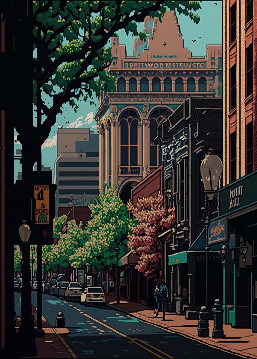 'Portland 02 Pixel art' Poster, picture, metal print, paint by M Art ...