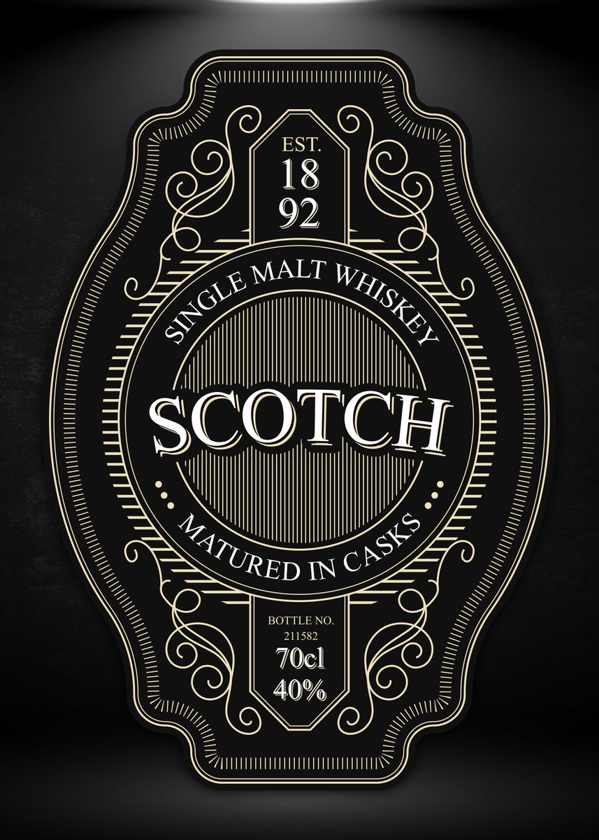 'Elegant Scotch Label Sign' Poster, picture, metal print, paint by ...