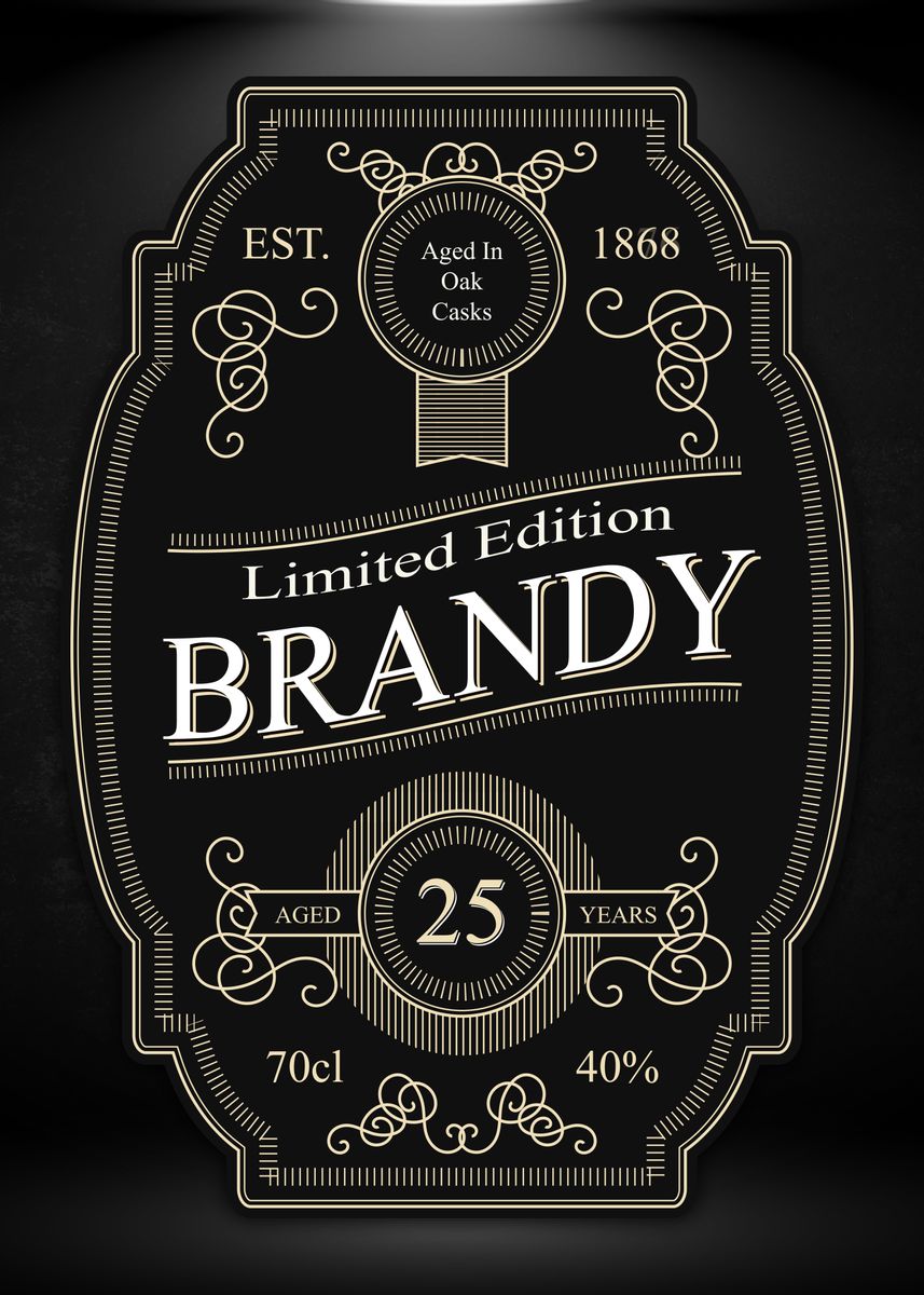 'Elegant Brandy Label Sign' Poster, picture, metal print, paint by ...