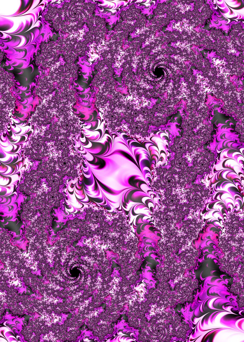 'Trippy Groovy Pink Fractal' Poster, picture, metal print, paint by ...