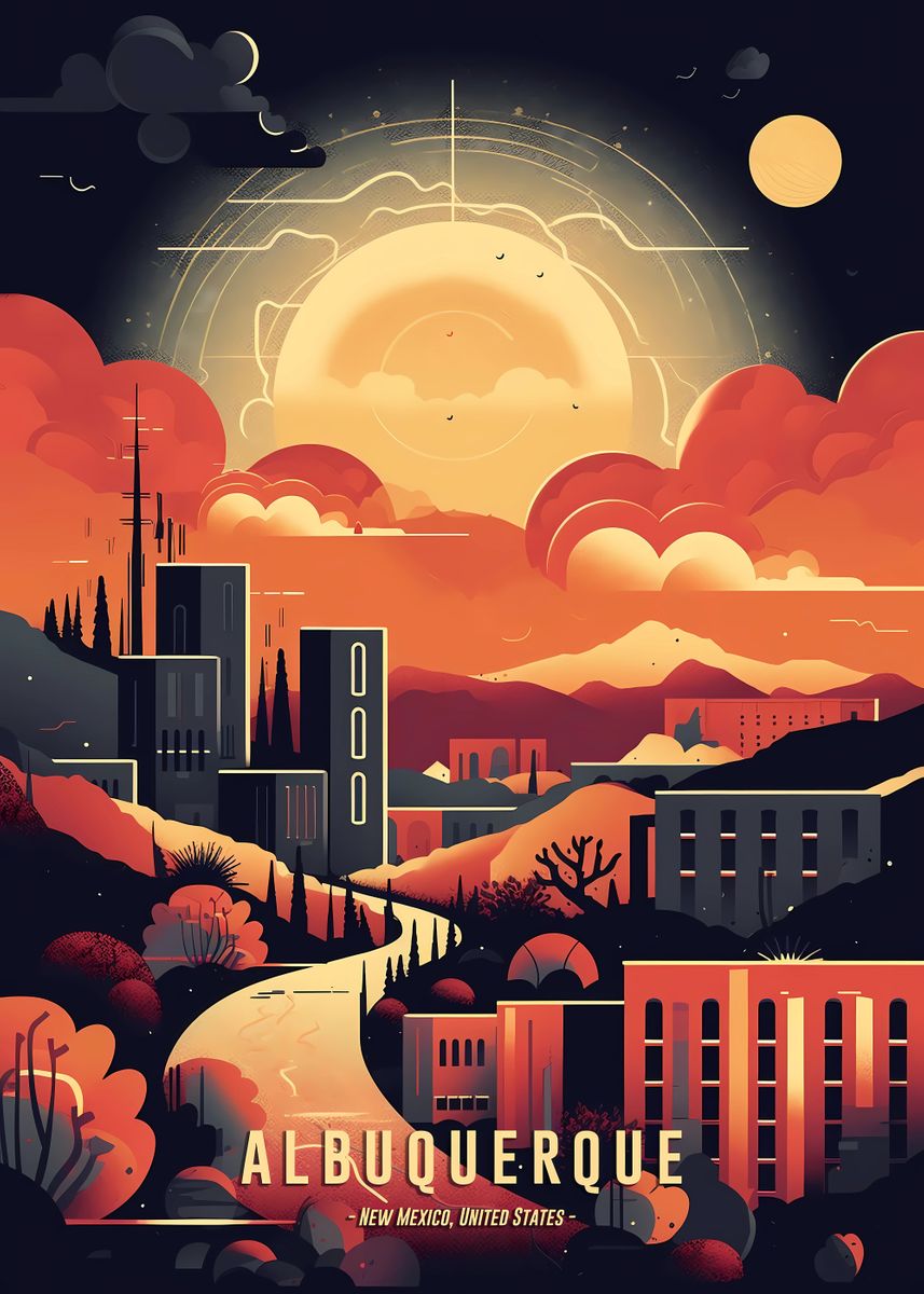 'Albuquerque City view' Poster, picture, metal print, paint by Elysian ...