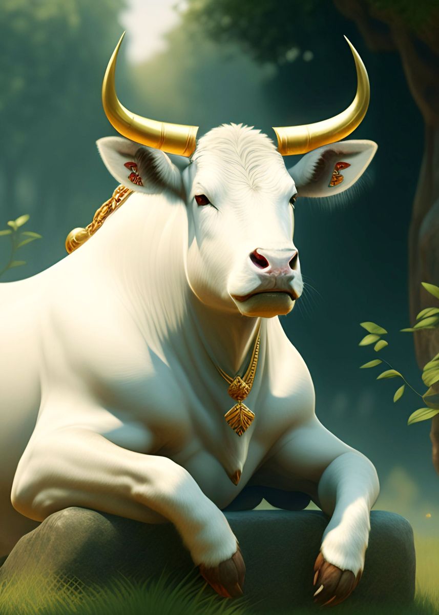 'WHITE COW ' Poster, picture, metal print, paint by LuckStory | Displate