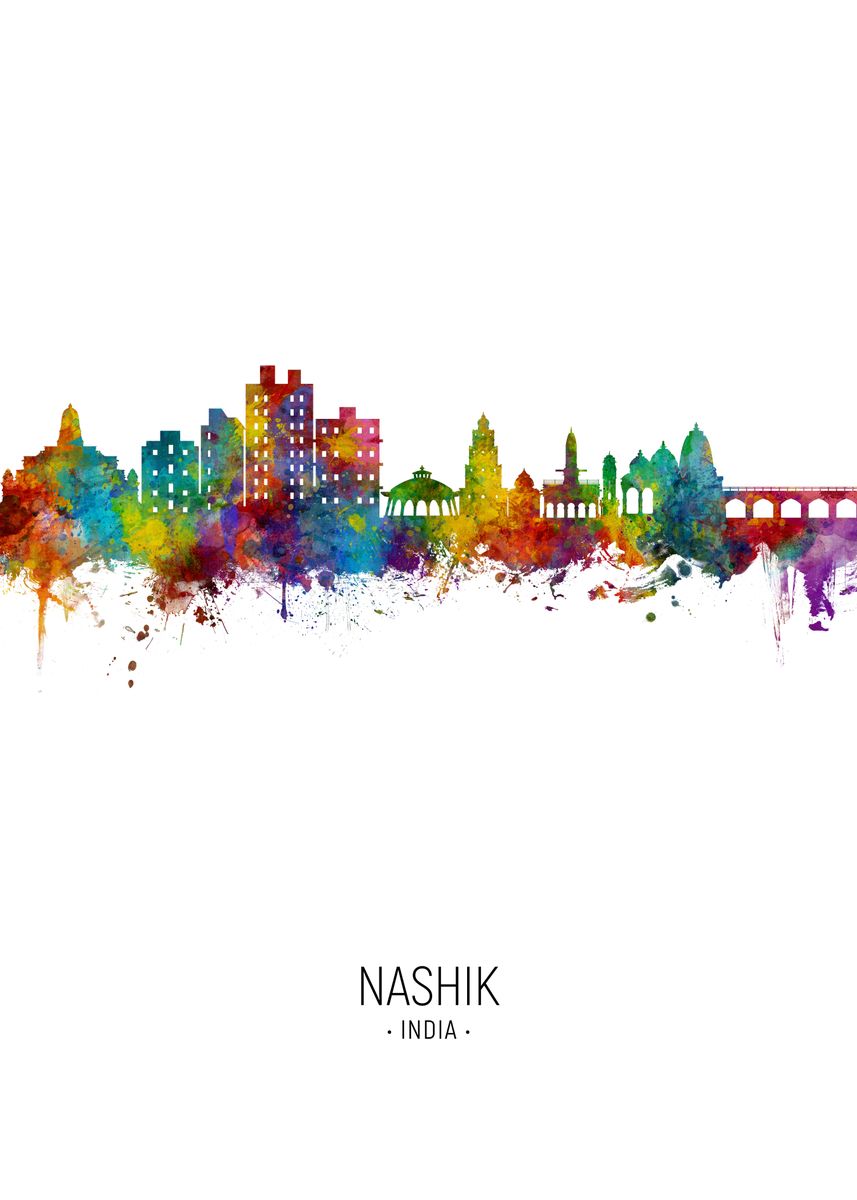 'Nashik Skyline India' Poster, picture, metal print, paint by Michael ...