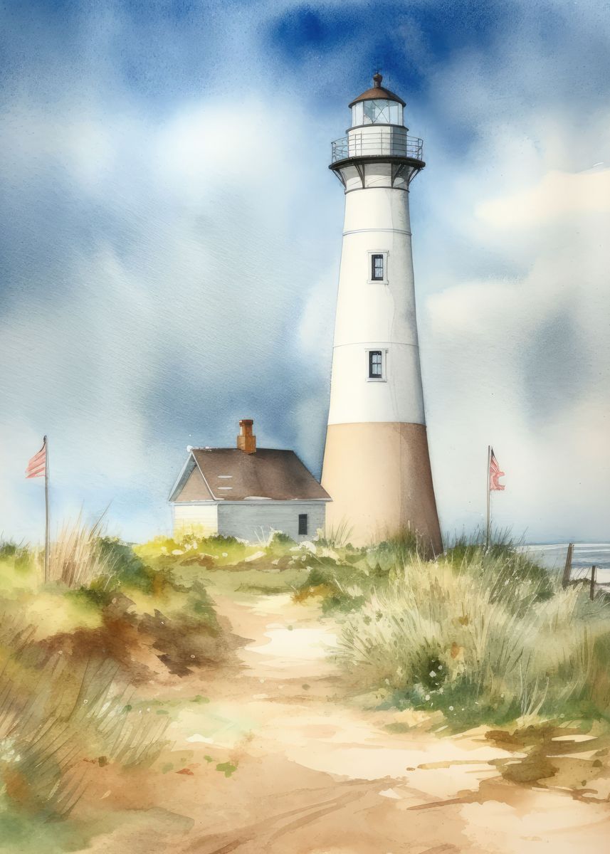 'The Path to The Lighthouse' Poster, picture, metal print, paint by ...