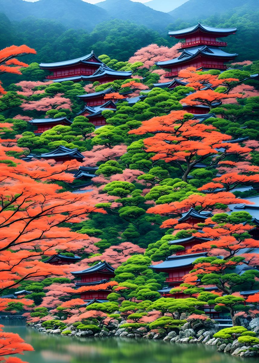 'Japanese forest' Poster, picture, metal print, paint by Below Horizon ...