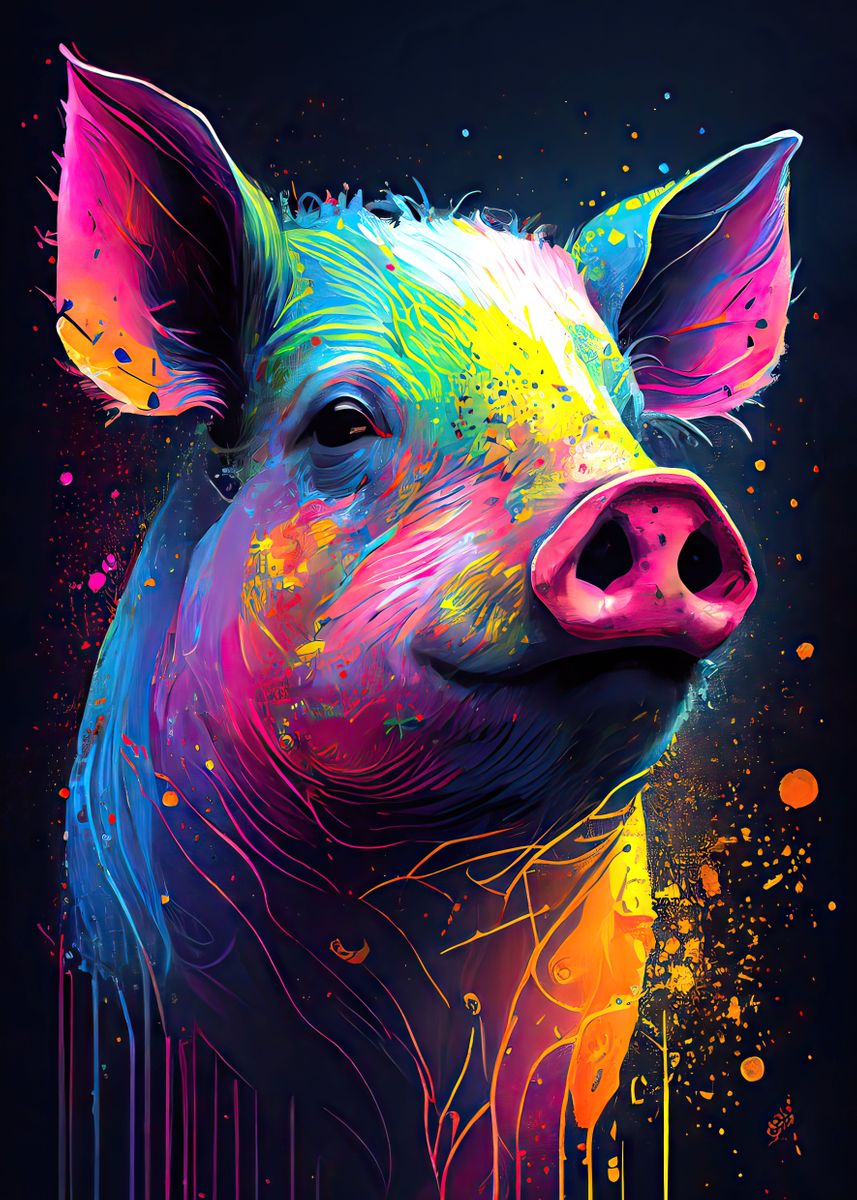 'The Squealing Pig' Poster, picture, metal print, paint by Digital ...