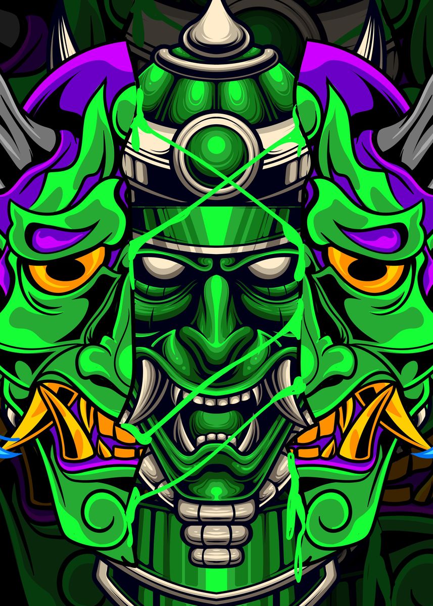 'Green Samurai' Poster, picture, metal print, paint by Iqbal harris ...
