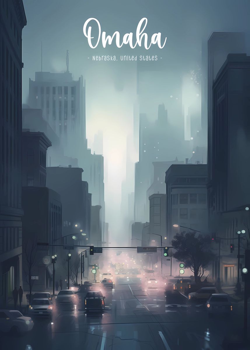 'Omaha Skyline cityscape' Poster, picture, metal print, paint by Mazzy ...